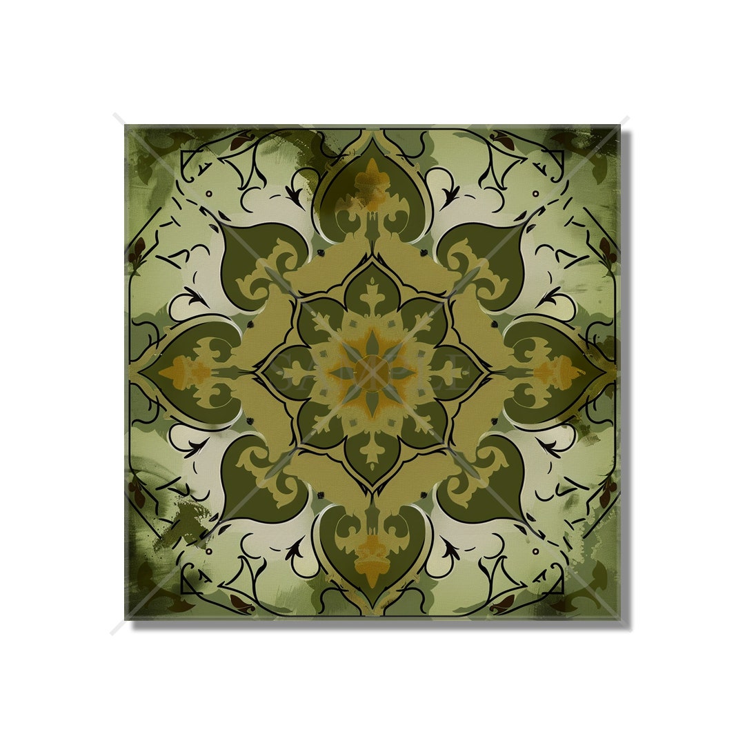 Green Tones Moroccan Ceramic Tile Design - Green Kitchen Backsplash ...