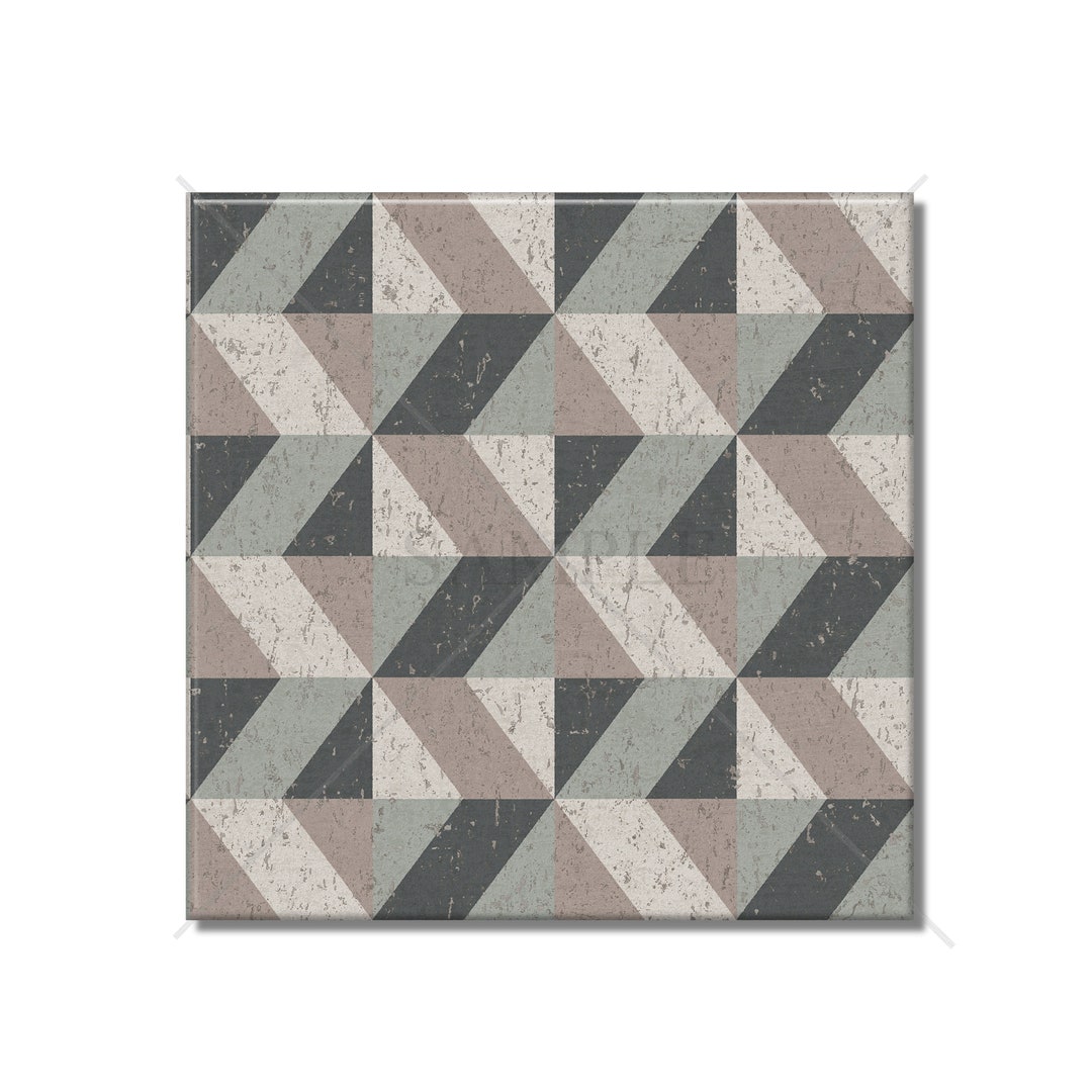 Geometric Ceramic Tile Brown and Green Bathroom Tile Decorative Kitchen Backsplash Tile Mid ...
