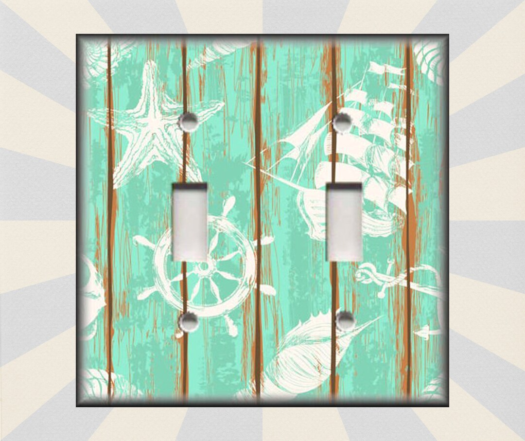 Decoración náutica Beach Switch Plate Cubre Seafoam Metal Light Switch ...