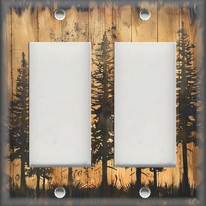 Pine Tree Forest Rustic Wood Design - Metal Switch Plate Covers and ...