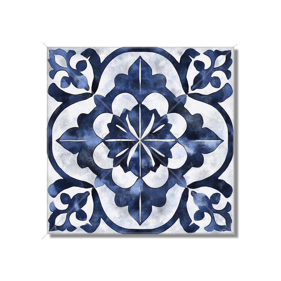 Navy Blue Ceramic Tile - Vintage Moroccan Tile Design - Kitchen ...