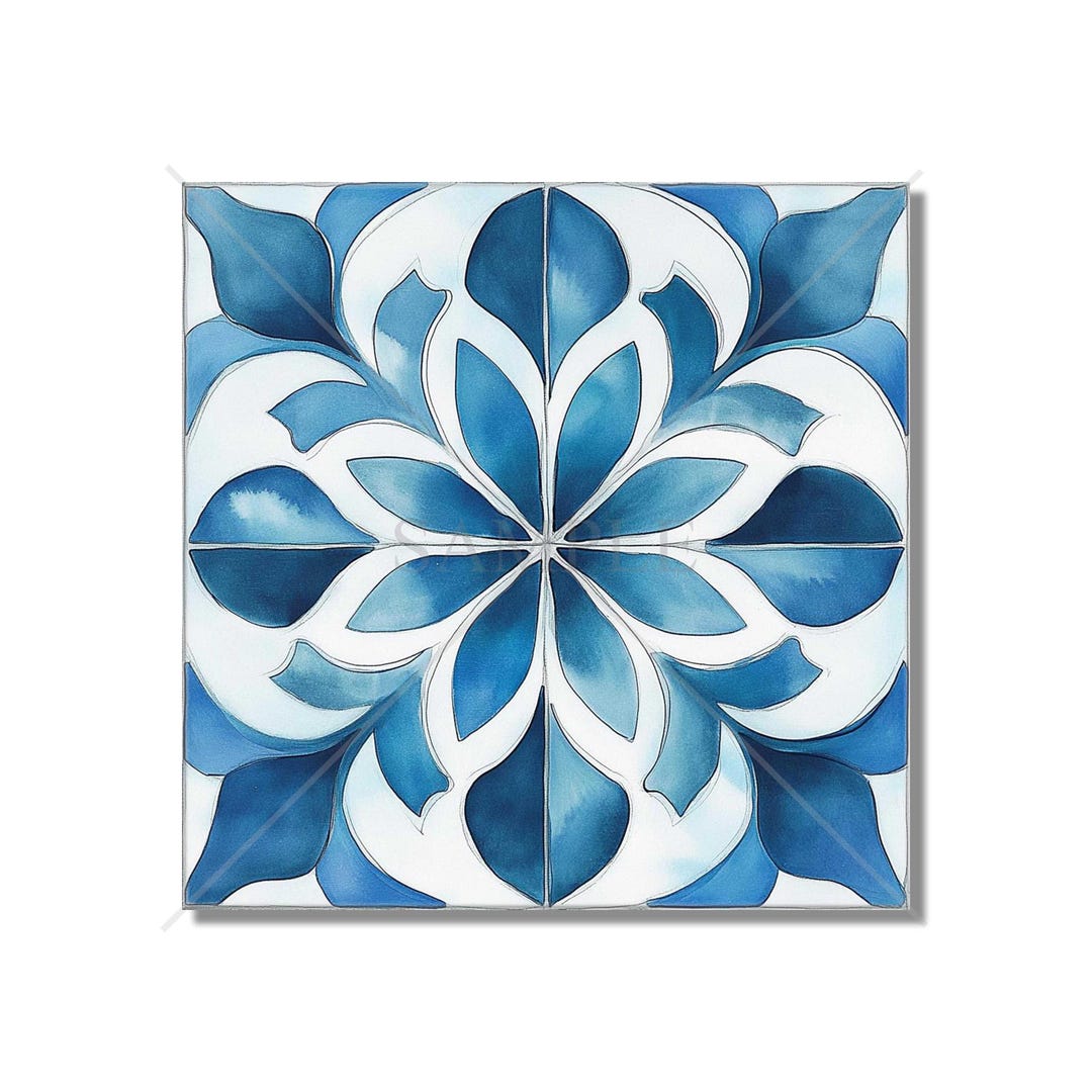 Blue White Ceramic Tile - Shades of Blue Kitchen Tile Backsplash ...