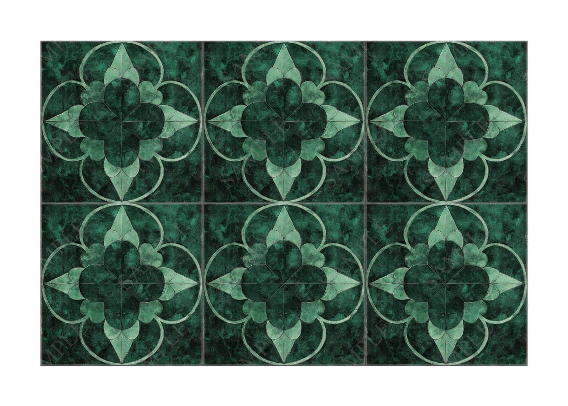 Dark Emerald Green Ceramic Tile - Vintage Aged Design Tile - Unique ...