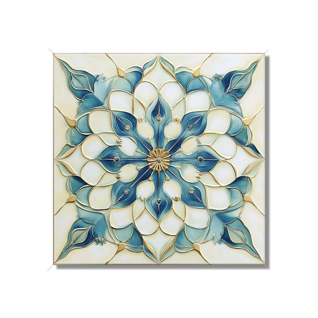 Antique Cream Blue Ceramic Tile Cream Patterned Kitchen Tile Patterned ...