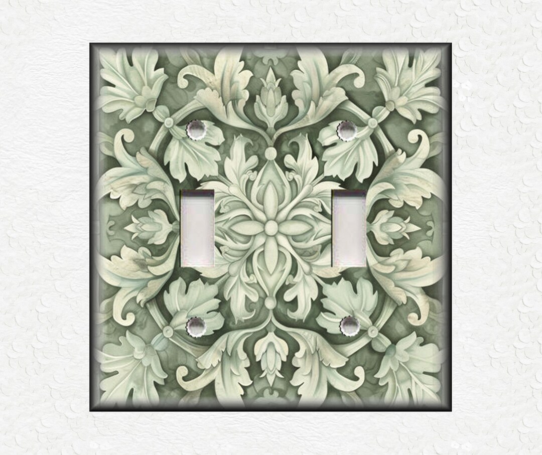 Green Sage Antique Medallion Switch Plate Covers and Outlet Covers ...