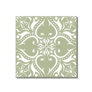 Sage Green and White Patterned Ceramic Tile Design Kitchen Backsplash ...