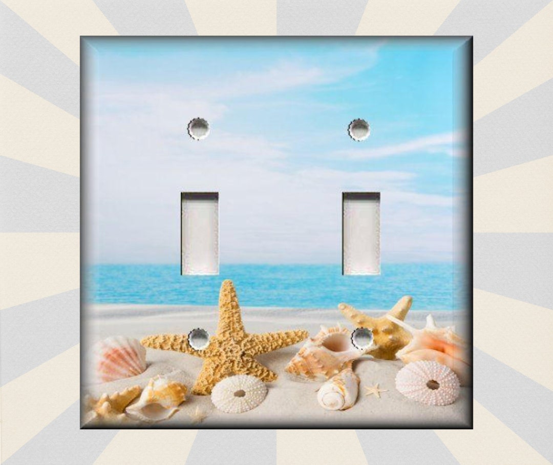 Beach Shells Switch Plate Covers Beach Decor - Metal Light Switch Plate ...