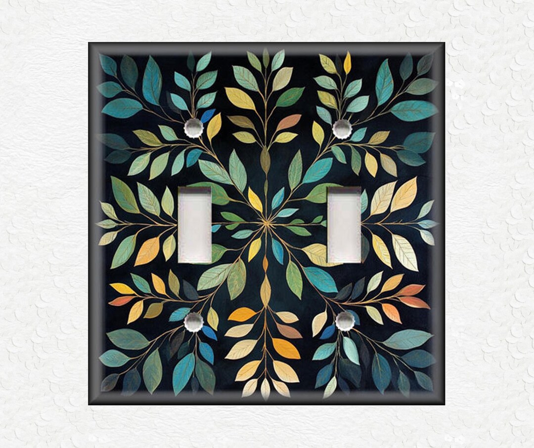 Moody Patterned Leaf Design Metal Light Switch Covers and Outlet Covers ...