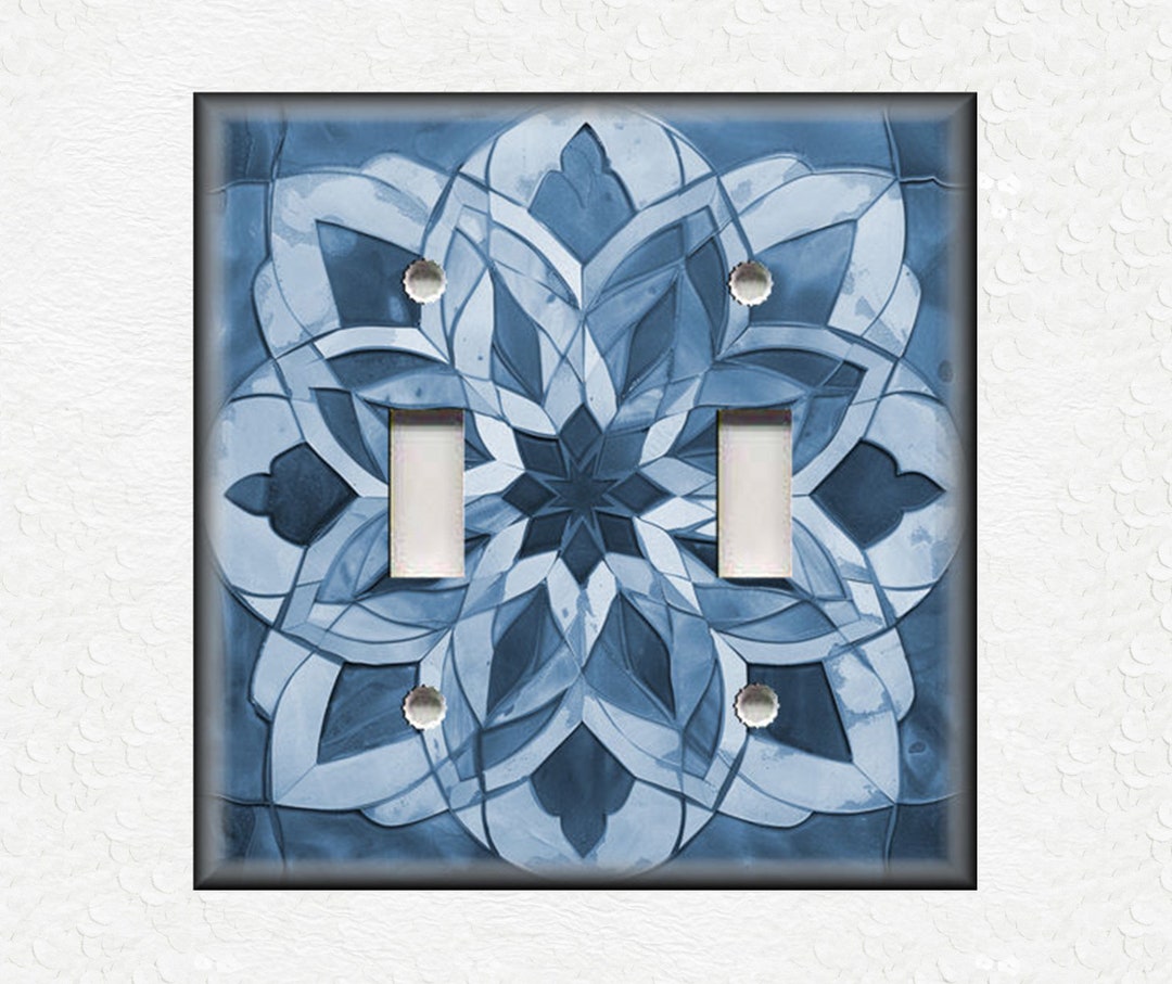 Blue Decorative Pattern Switch Plate Covers and Outlet Covers - Light ...