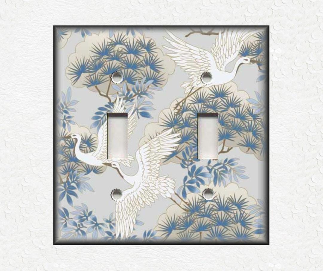 Crane Bird Switch Plate Cover - Symbol of Good Fortune Longevity and ...