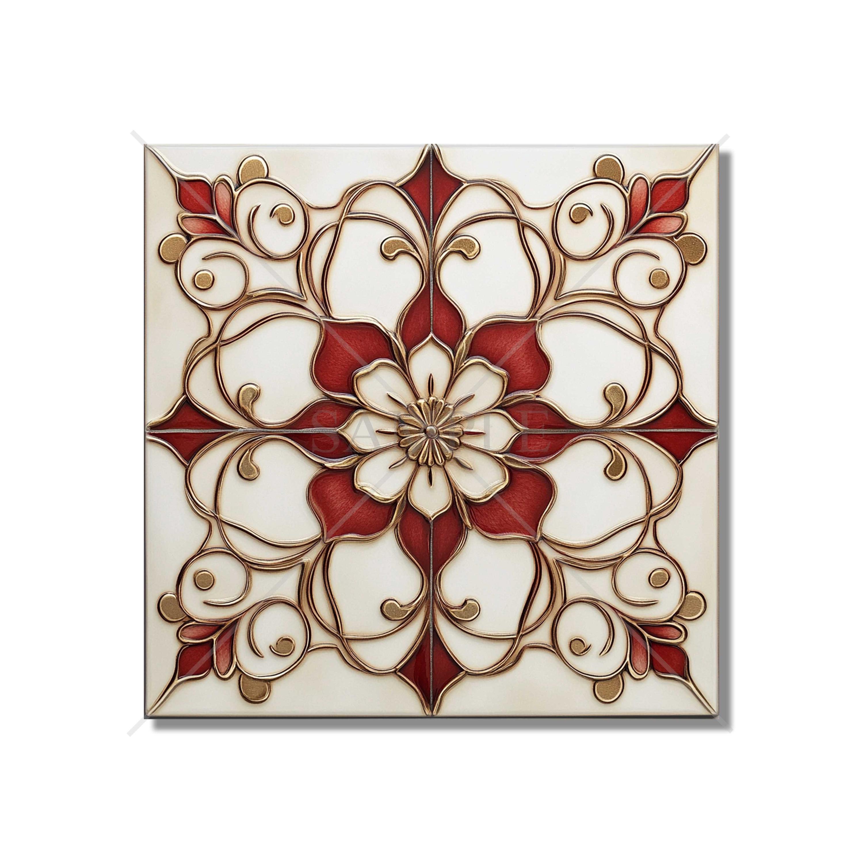 Red Ceramic Tile Unique Patterned Red Kitchen Backsplash Tiles Red ...