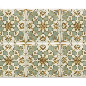 Sage Green Patterned Ceramic Tile - Green Kitchen Backsplash - Unique ...