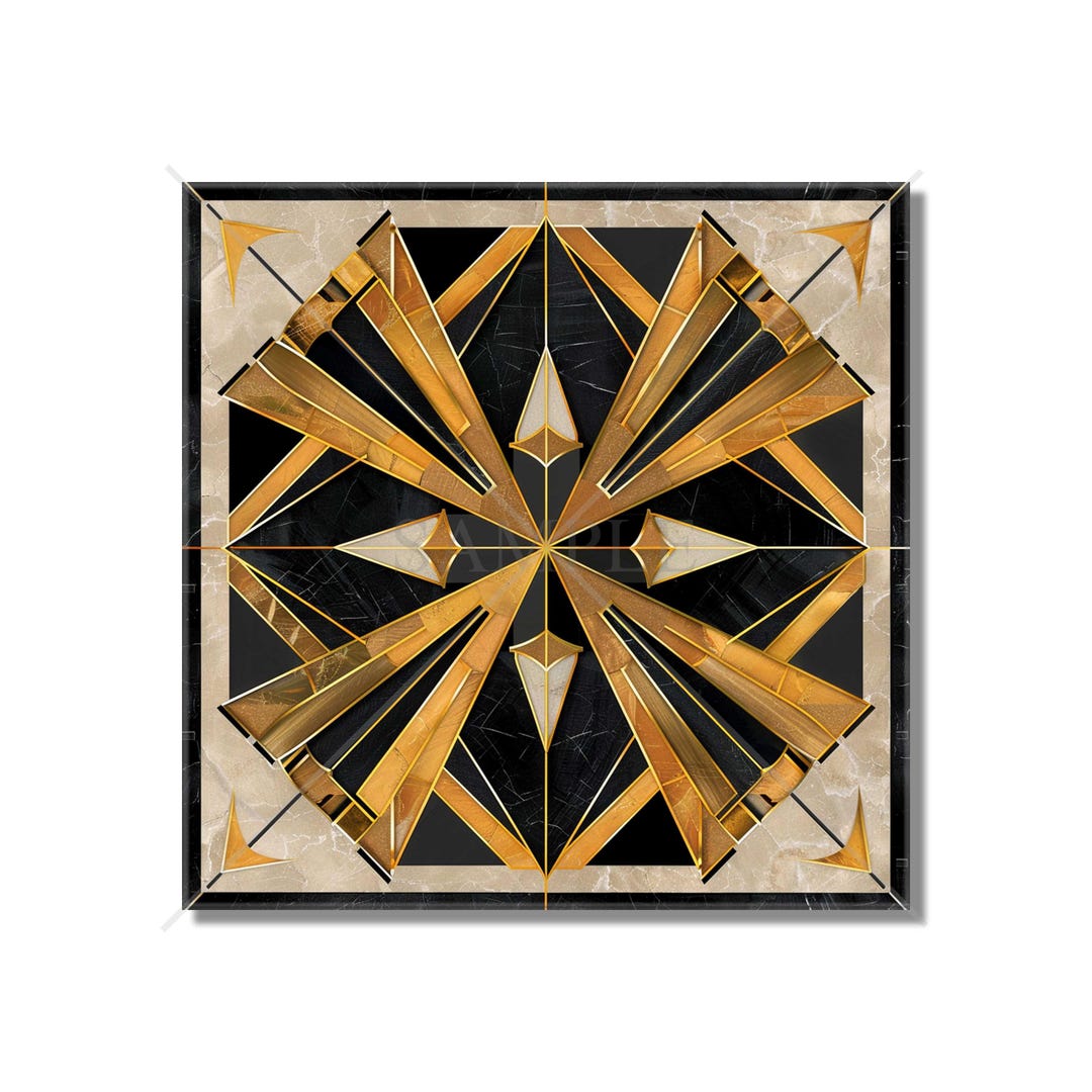Art Deco Design Ceramic Tile Black and Gold Tones Art Deco Kitchen ...