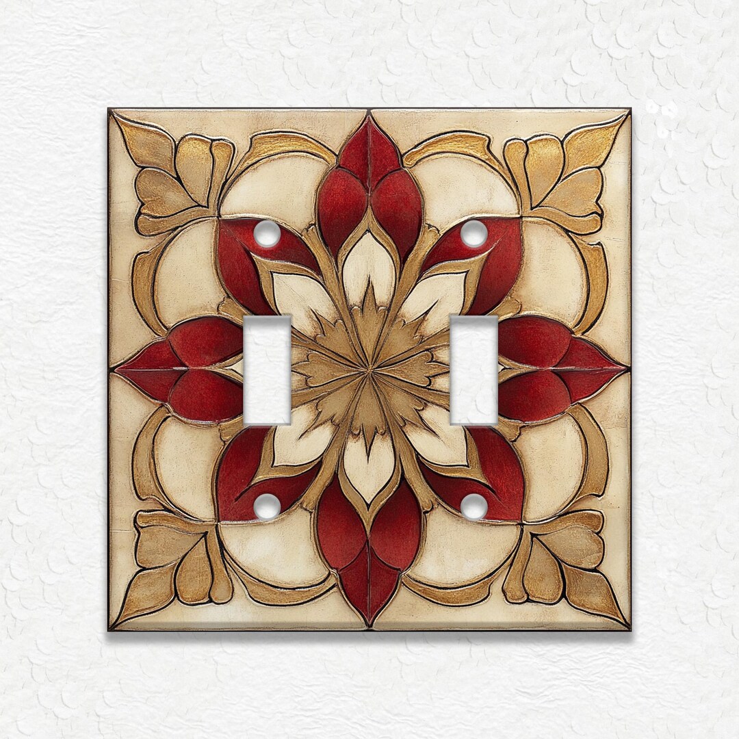 Antique Design Red Metal Switch Plate and Outlet Covers Unique Light ...
