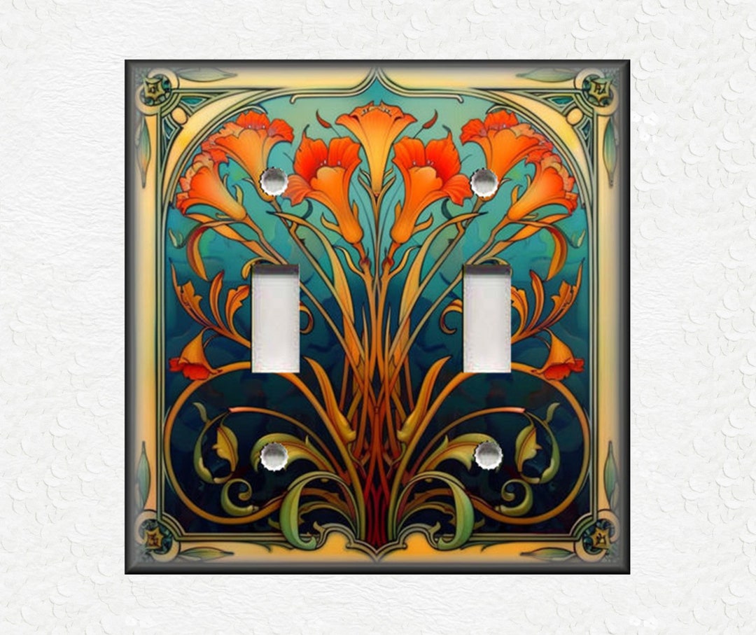 Vintage Floral Pattern - Metal Switch Plate Covers and Outlet Covers ...