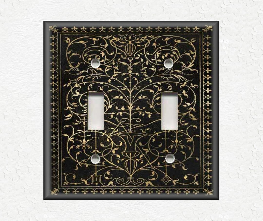 Art Deco Gold and Black Metal Switch Plate Covers and Outlet Covers Set ...