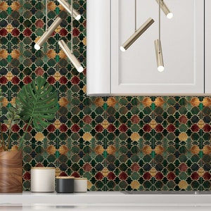 Green Copper Ceramic Tile Moroccan Kitchen Backsplash Tile - Bathroom ...