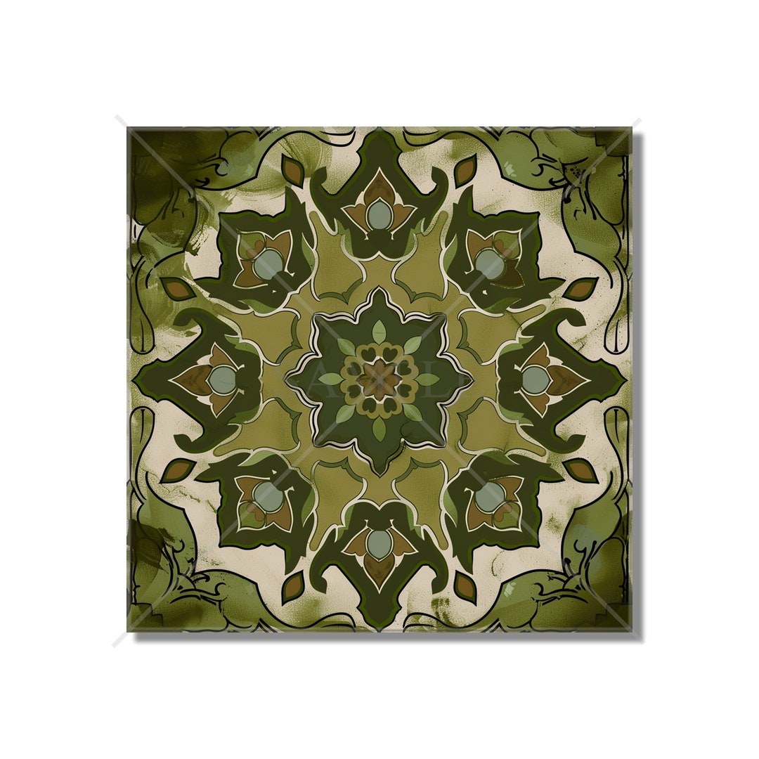 Green Tones Moroccan Ceramic Tile Design - Green Kitchen Backsplash ...
