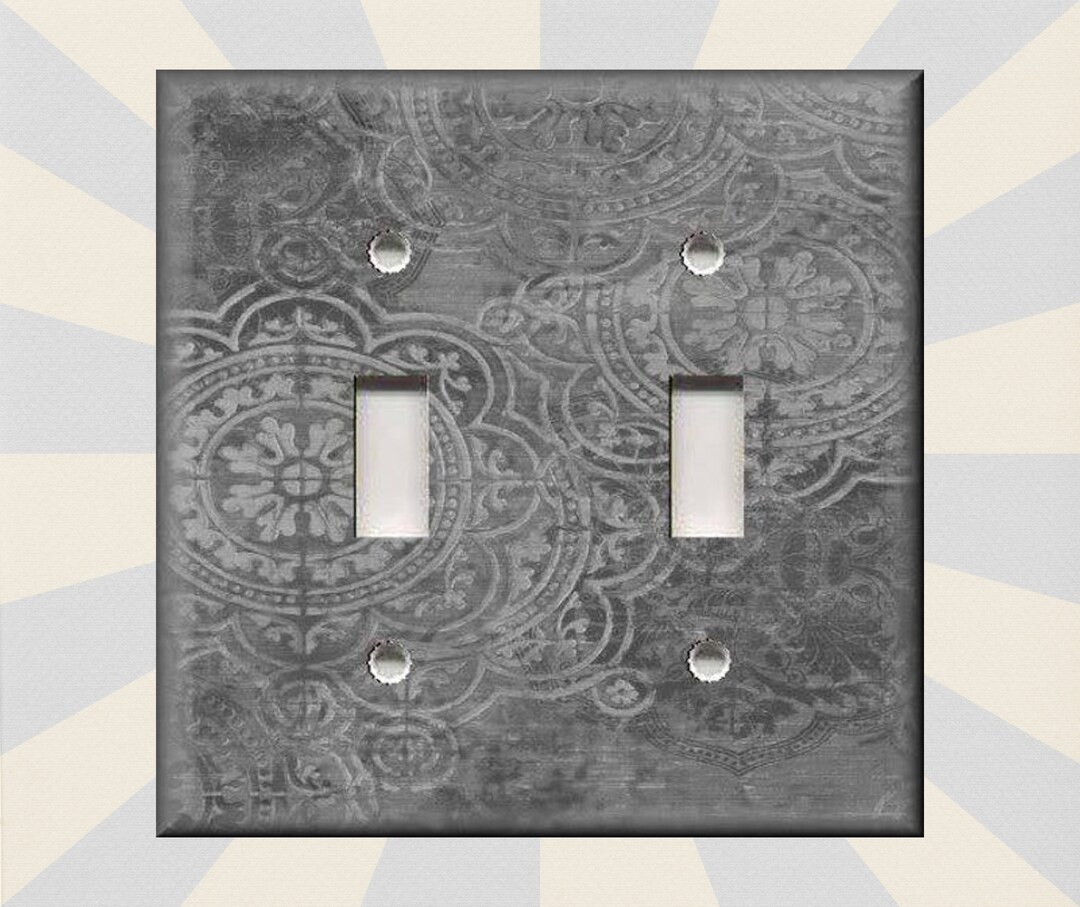 Grey Metal Light Switch Plate Cover - Grey Home Decor Medallions Grey ...