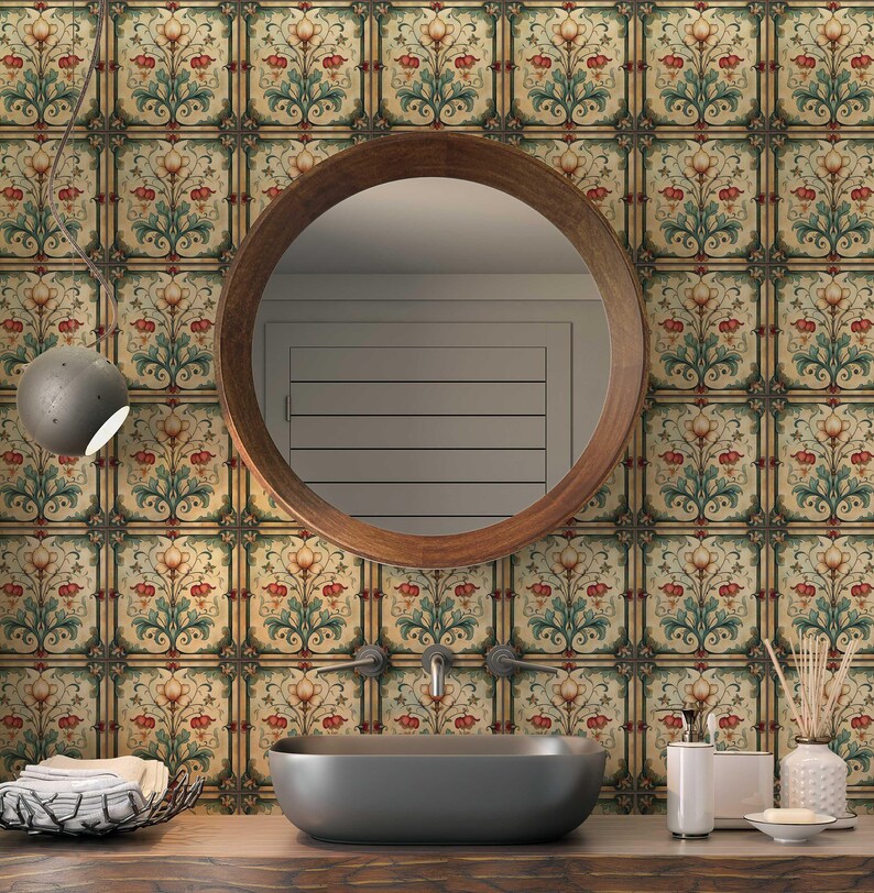 Vintage Art Nouveau Design Ceramic Tile Art Nouveau Kitchen Accent ...