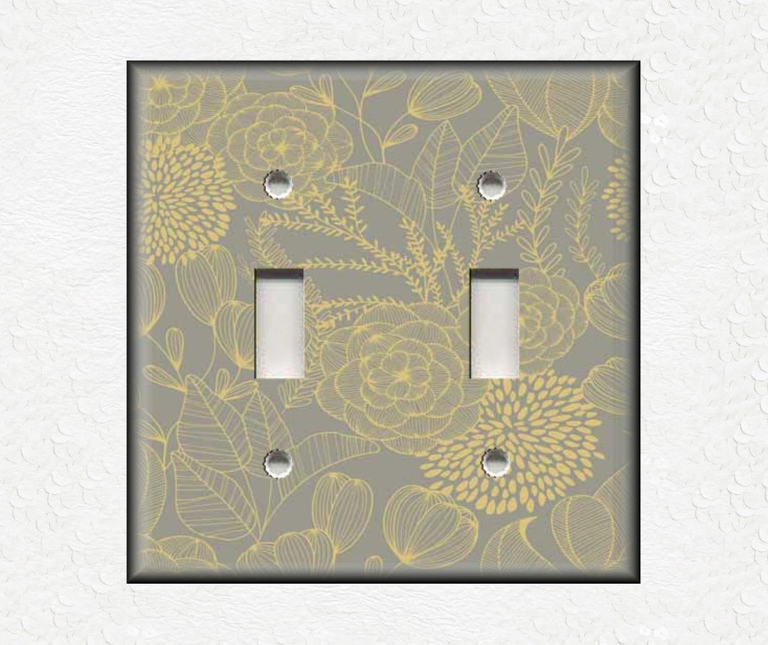 Grey and Gold Floral Switch Plate Cover - Decorative Matching Switch ...