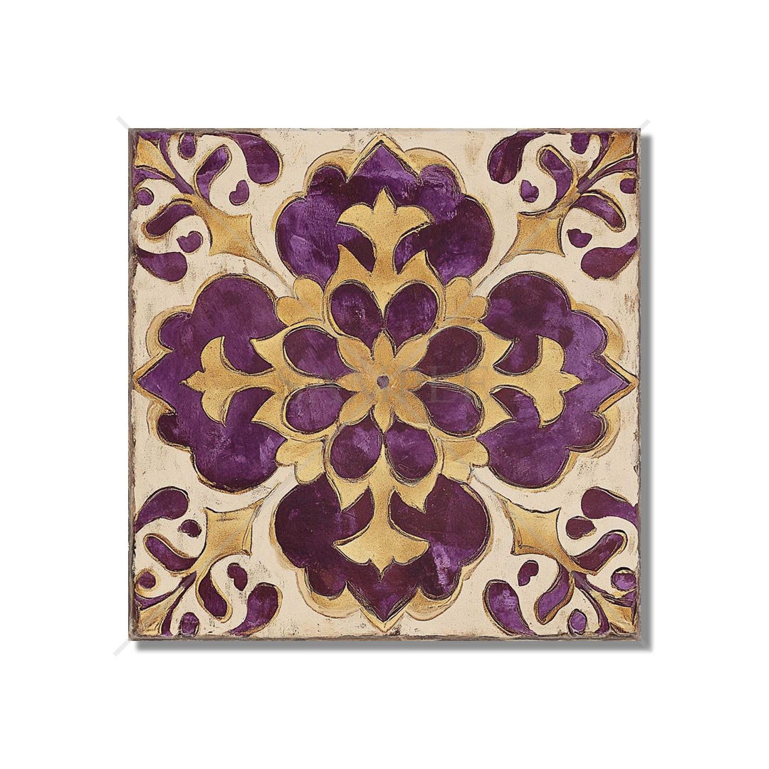 Purple Antique White Ceramic Tile Purple Patterned Unique Kitchen ...