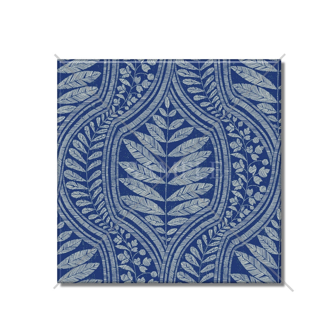 Blue Botanical Leaf Pattern Ceramic Tile - Leaf Design Ceramic Kitchen ...