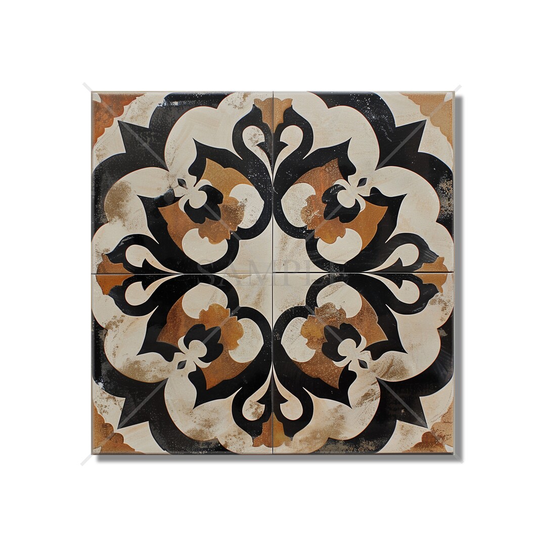 Rustic Black and Tan Ceramic Tile - Patterned Tile Backsplash - Kitchen ...