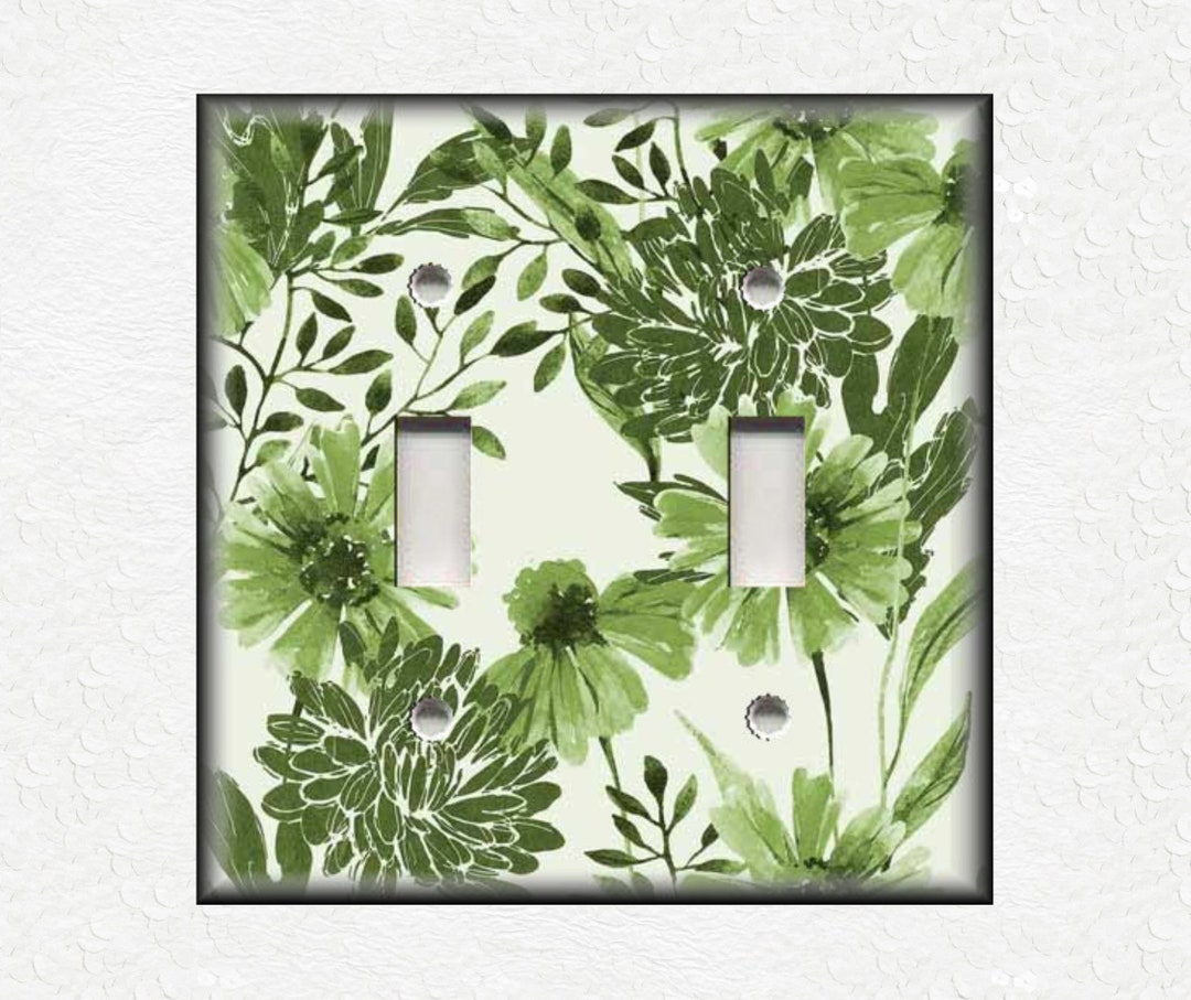 Green Botanical Floral Switch Plate Covers - Unique Floral Matching ...