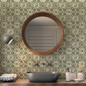 Green Patterned Ceramic Tile - Green Kitchen Backsplash - Unique ...