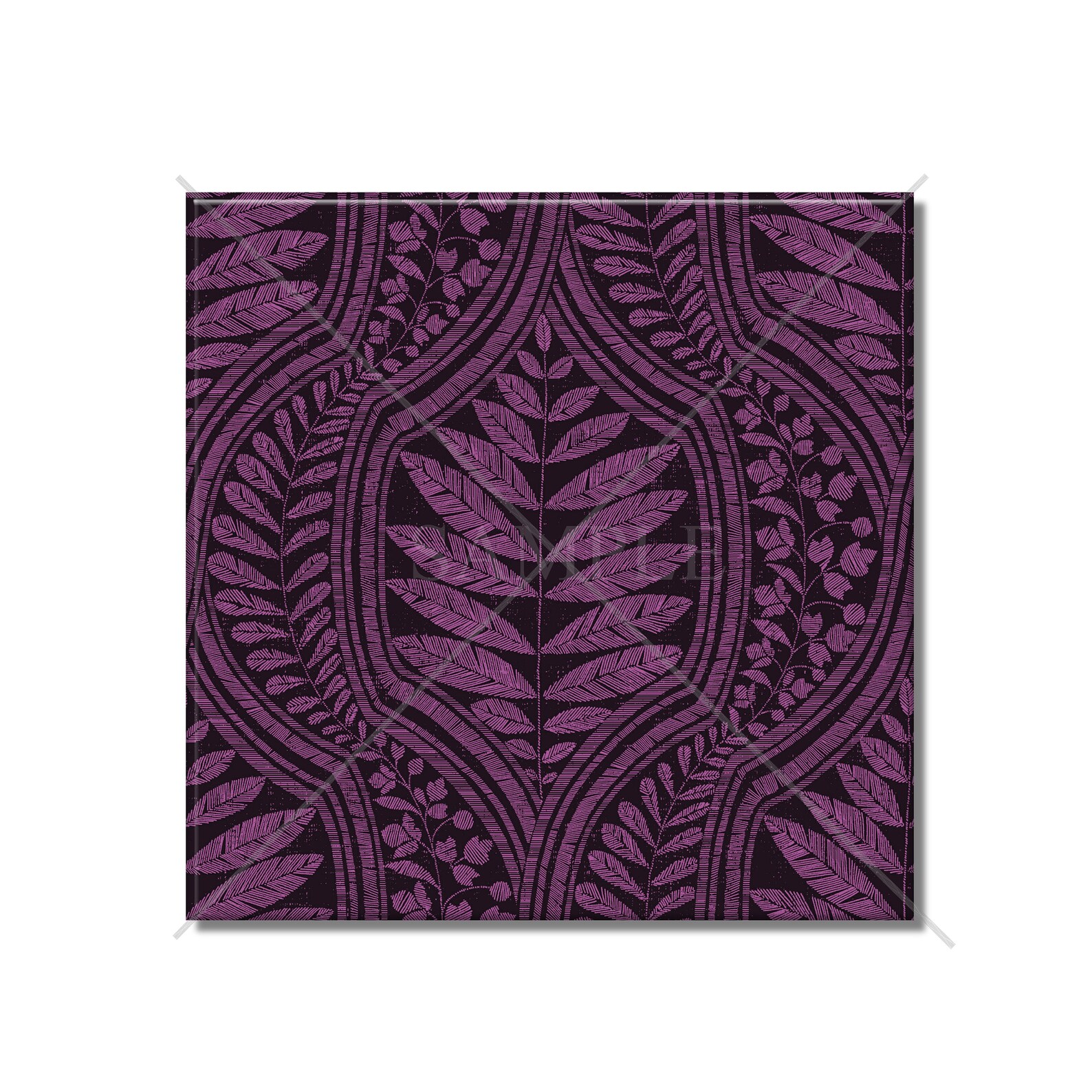 Purple Botanical Leaf Pattern Ceramic Tile - Leaf Design Ceramic ...