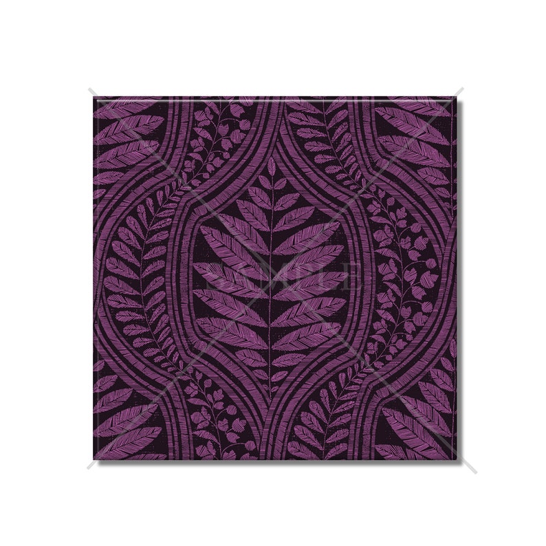 Purple Botanical Leaf Pattern Ceramic Tile - Leaf Design Ceramic ...