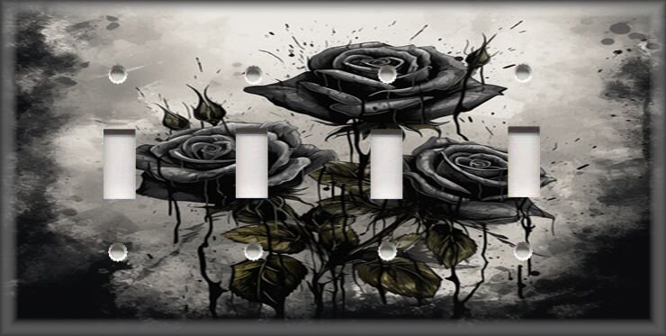 Gothic Design Light Switch Covers and Outlet Covers - Black Rose Design ...