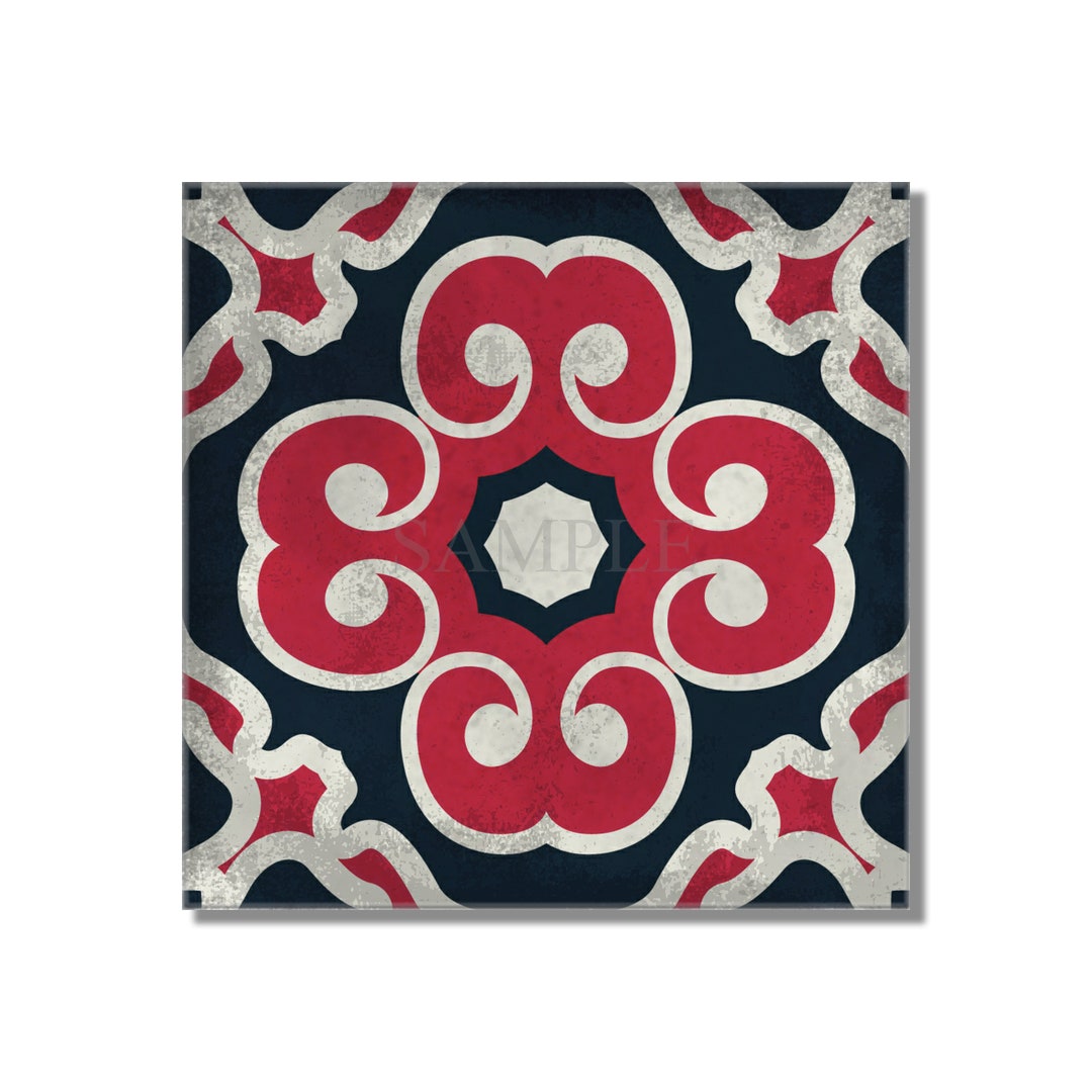 Ceramic Tile Kitchen Backsplash Tile Vintage Black Red - Bathroom Tile ...