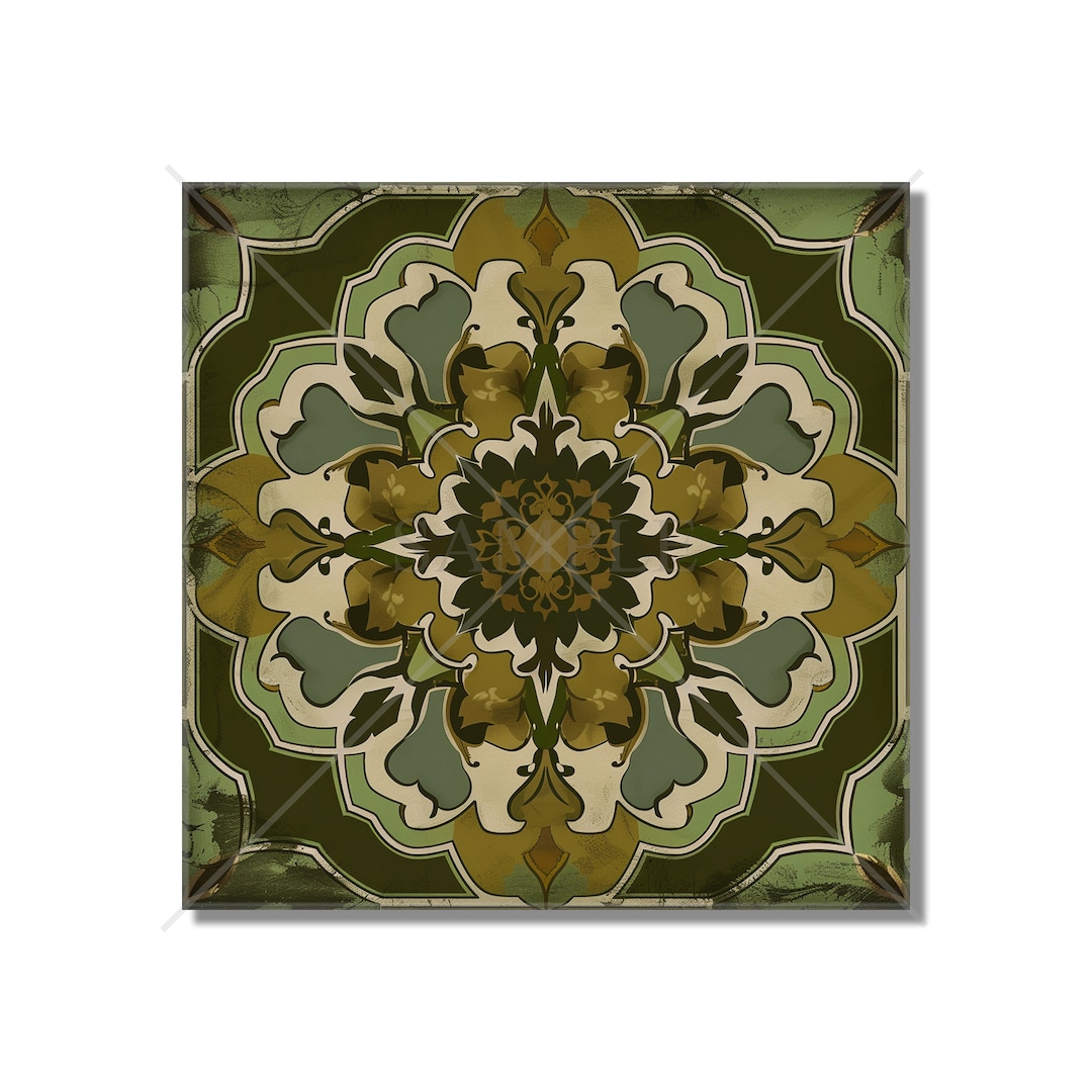 Green Tones Moroccan Ceramic Tile Design - Green Kitchen Backsplash ...