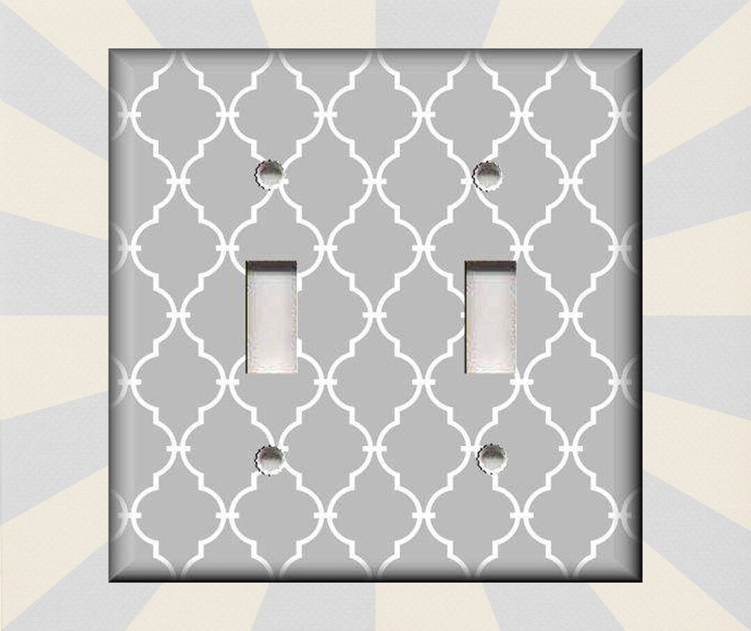 Grey and White Geometric Patter Metal Light Switch Plate Cover - Grey ...