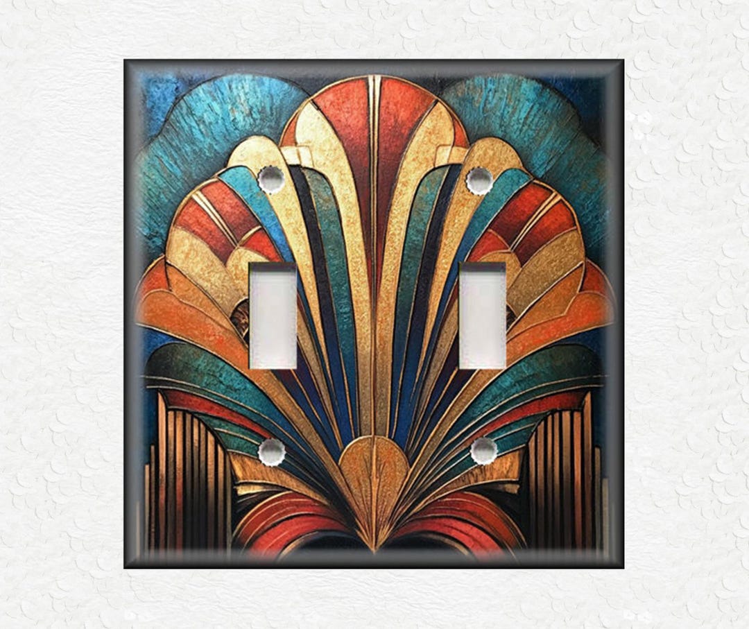 Vintage Art Deco Design Metal Light Switch Covers and Outlet Covers ...