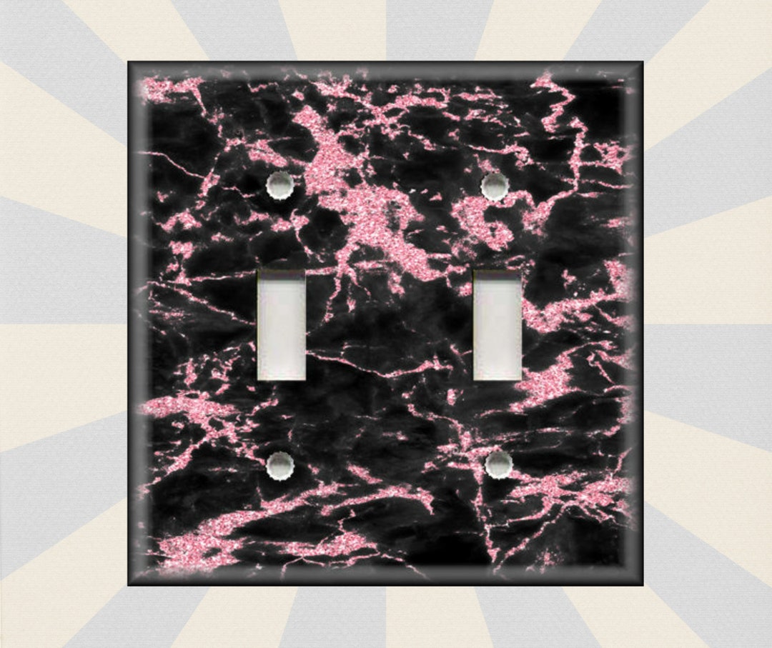 Pink and Black Marble Print Design Home Decor - Metal Light Switch ...