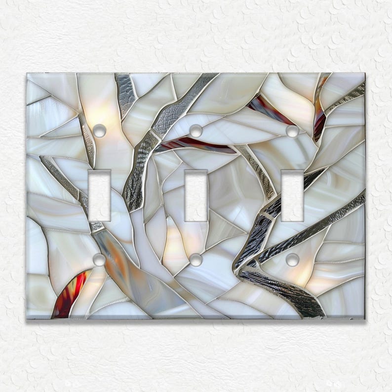 Multi Colored Stained Glass Mosaic Design - Metal Switch Plate Covers ...