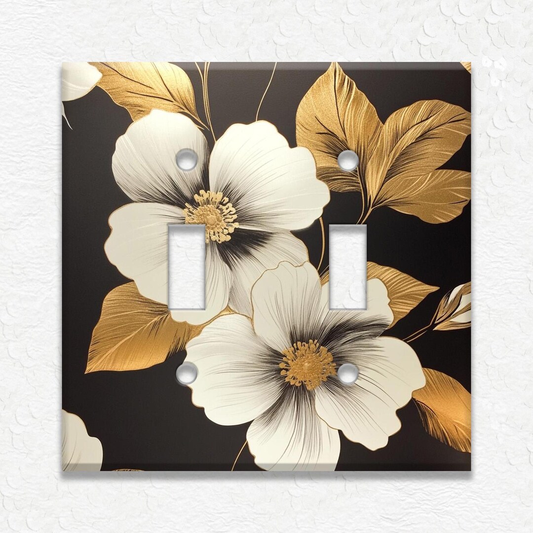 Black White Floral Switch Plate Covers & Outlet Covers Light Floral ...