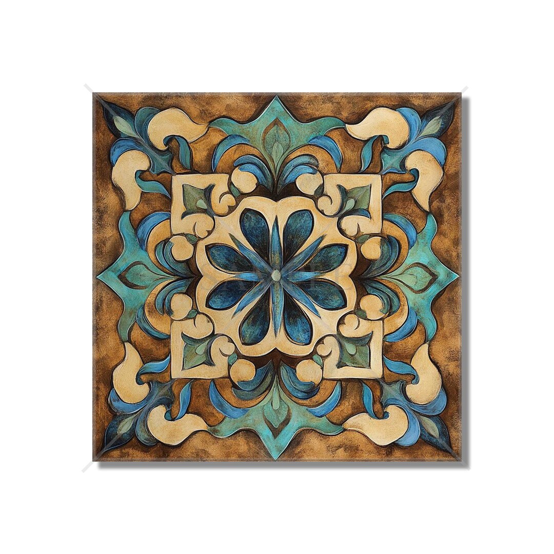 Turquoise Blue Brown Ceramic Tile - Unique Kitchen Backsplash Tile ...