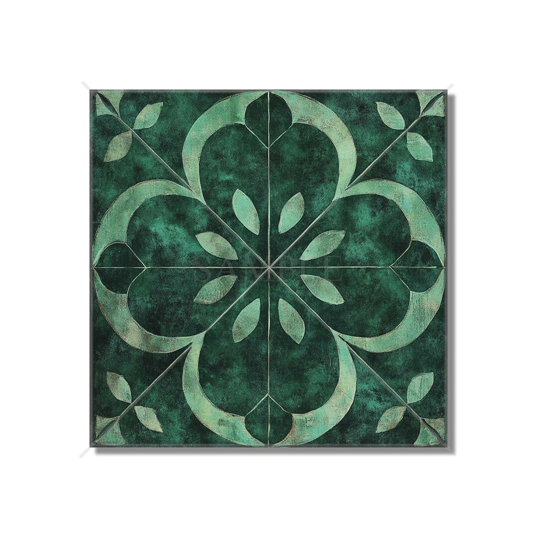 Dark Emerald Green Ceramic Tile - Vintage Aged Design Tile - Unique ...