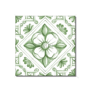 Green Flower Ceramic Tile - Flower Design Ceramic Tile Kitchen ...