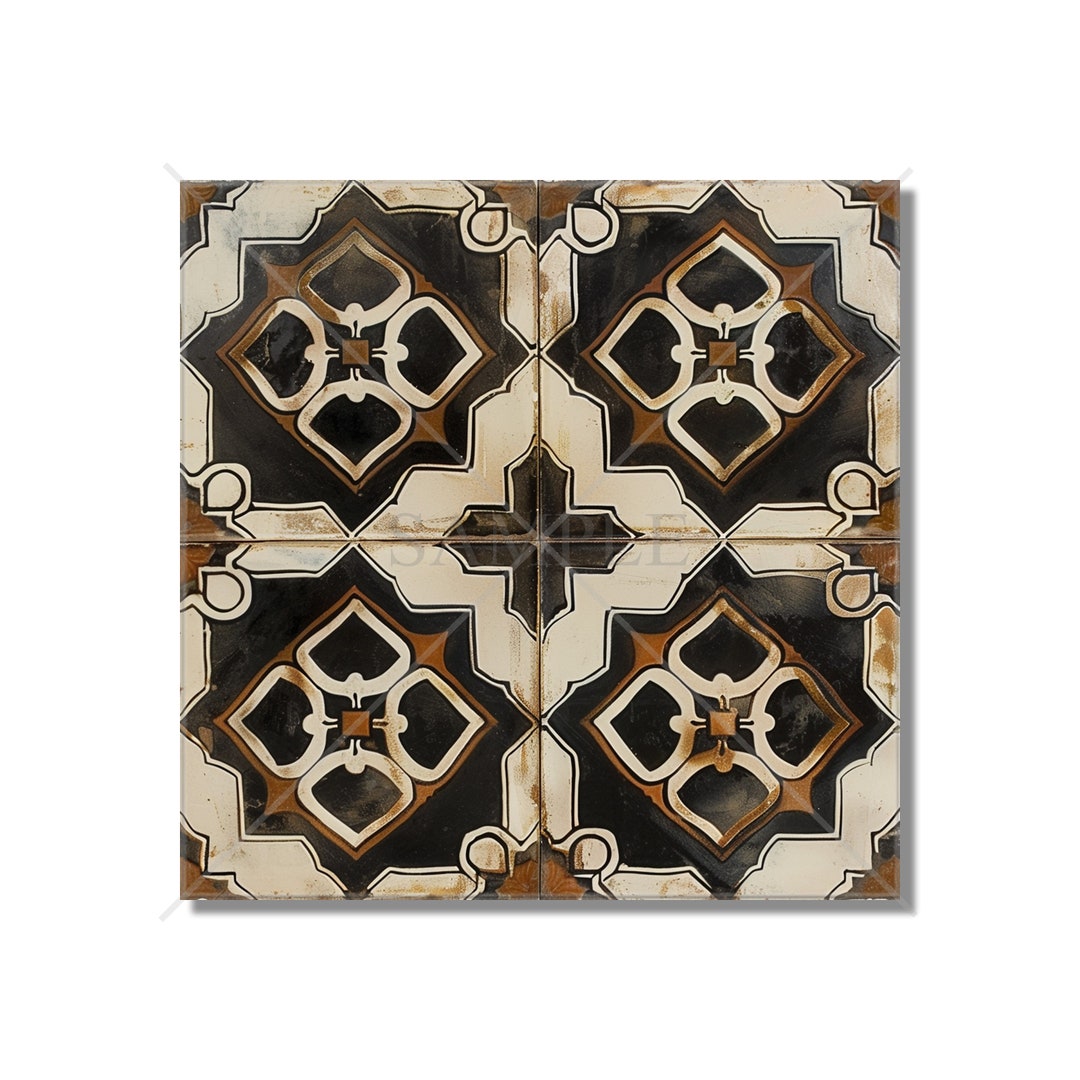 Rustic Black and Tan Ceramic Tile - Patterned Tile Backsplash - Kitchen ...
