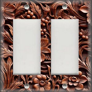 Carved Wood Design Metal Switch Plate and Outlet Covers - Unique ...