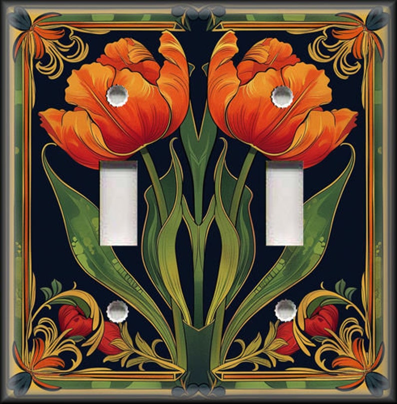Red Orange Floral Switch Plate Covers and Outlet Covers - Unique Light ...