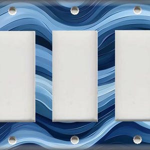 Wavy Navy Blue Abstract Art Design - Metal Light Switch Plate Covers ...