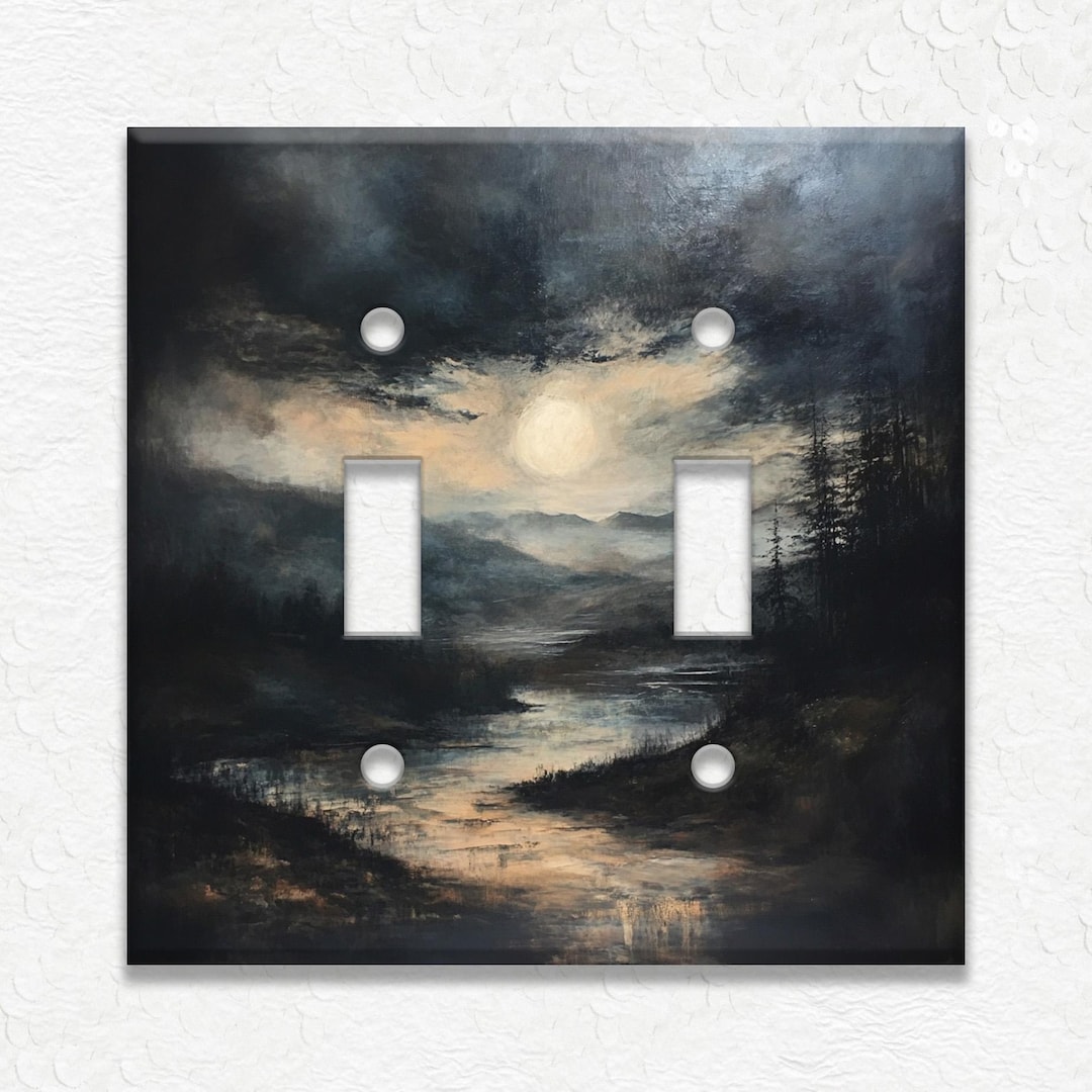 Dark Moody Landscape Metal Switch Plates Outlet Covers Unique Light ...