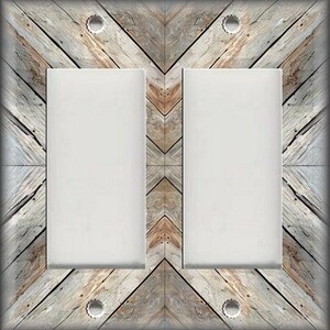 Farmhouse Decor Rustic Wood Design Switch Plates Metal Switch Plate ...