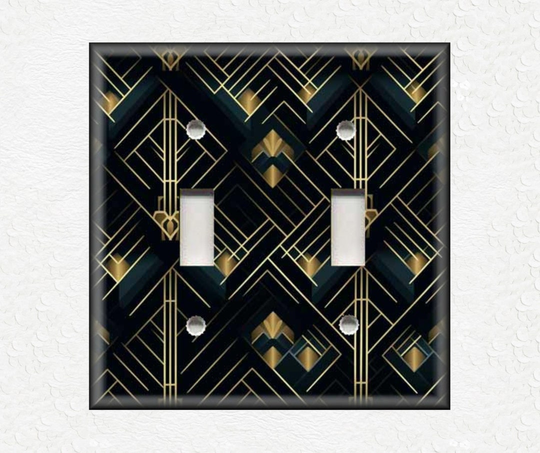 Metal Art Deco Design Light Switch Covers and Outlet Covers - Black and ...